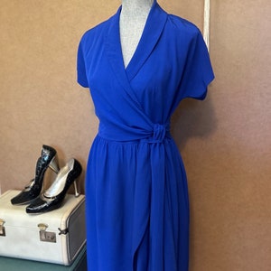 1990s Electric Blue Wrap Dress / Medium / Vintage Dress W/ Petal Skirt ...