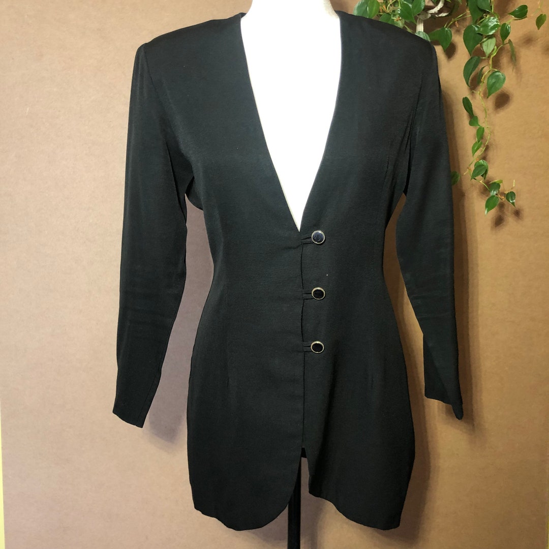 1990s Long Blazer Top / Medium Large / Vintage Lightweight Overcoat ...