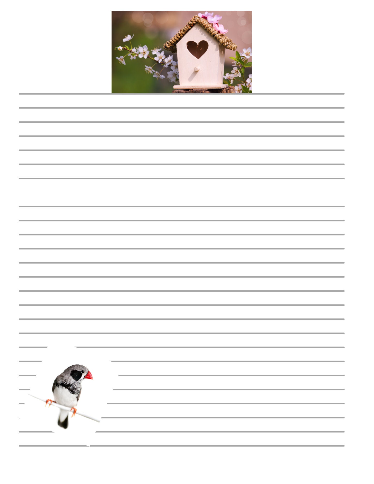 Birdhouses Letter Template Digital Download - Cute Stationery ...