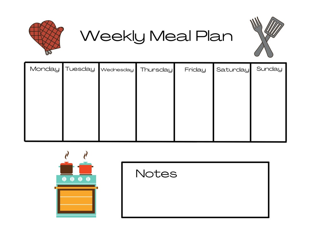 Kitchen Utensils Weekly Meal Plan - Simple Weekly Meal Menu - Meal ...
