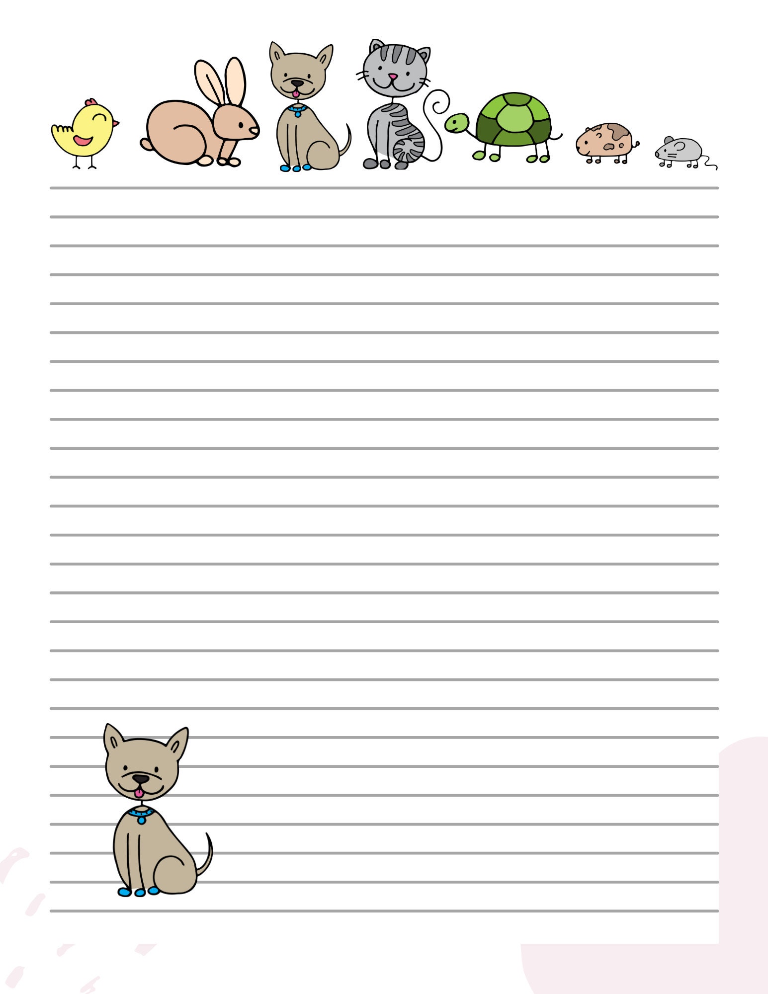 Pets Letter Template Digital Download - Pet Stationery - Cute ...