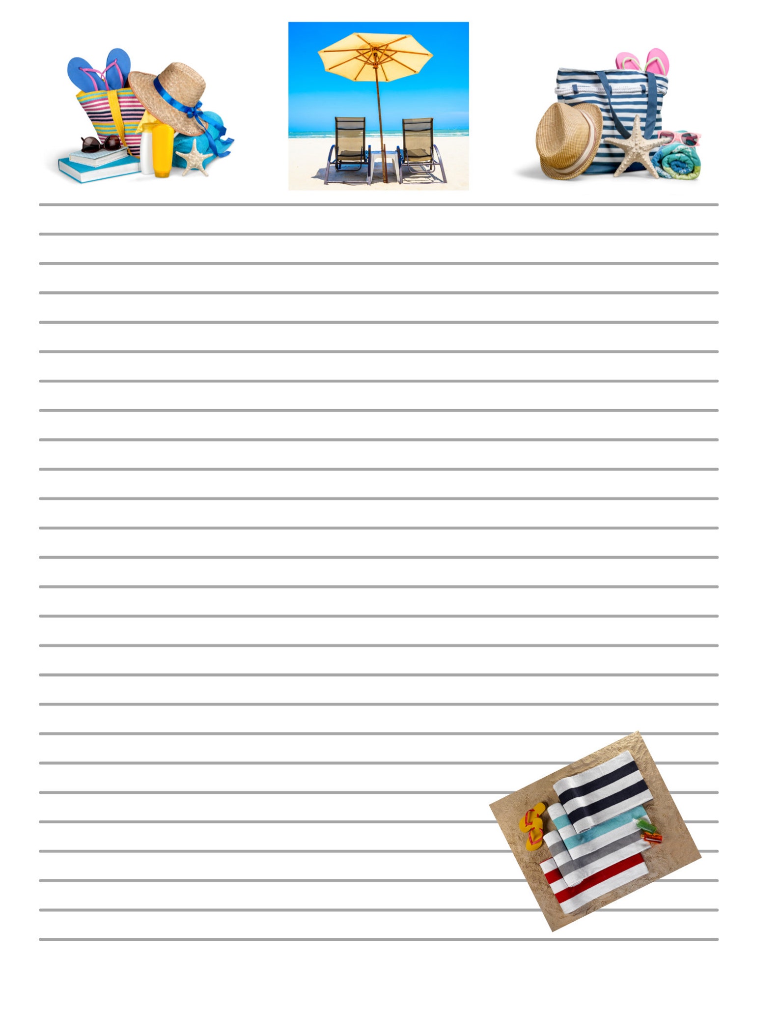 Summer Letter Template Digital Download - Cute Stationery - Beach ...