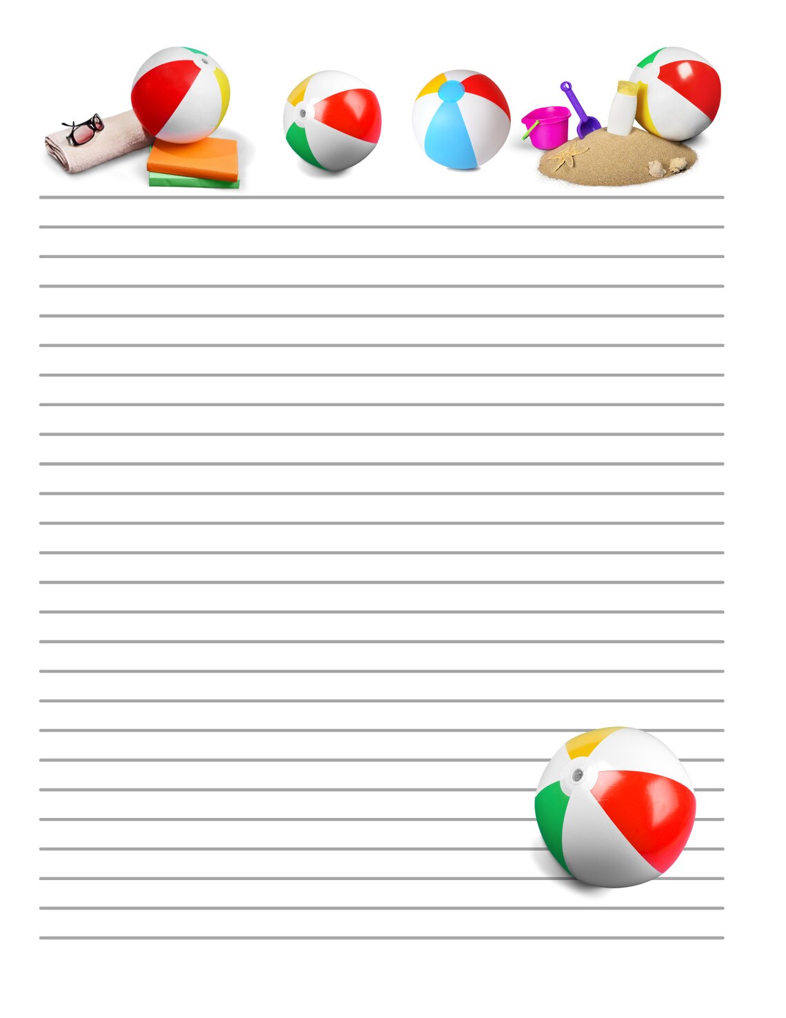 Summer Letter Template Digital Download - Cute Stationery - Beach ...