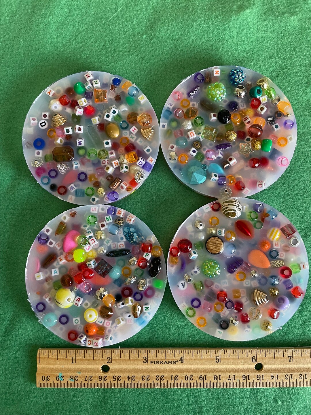 Set of 4 Circle Picky Pads Made From Silicone Rubber and Beads for ...