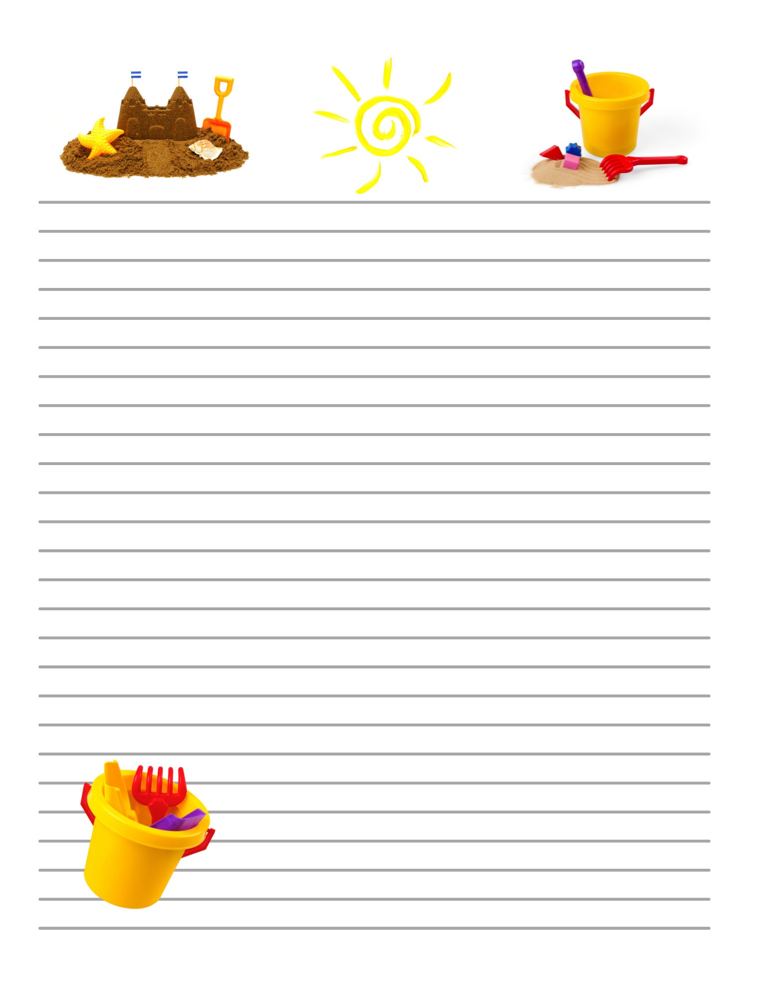 Summer Letter Template Digital Download Cute Stationery Beach ...