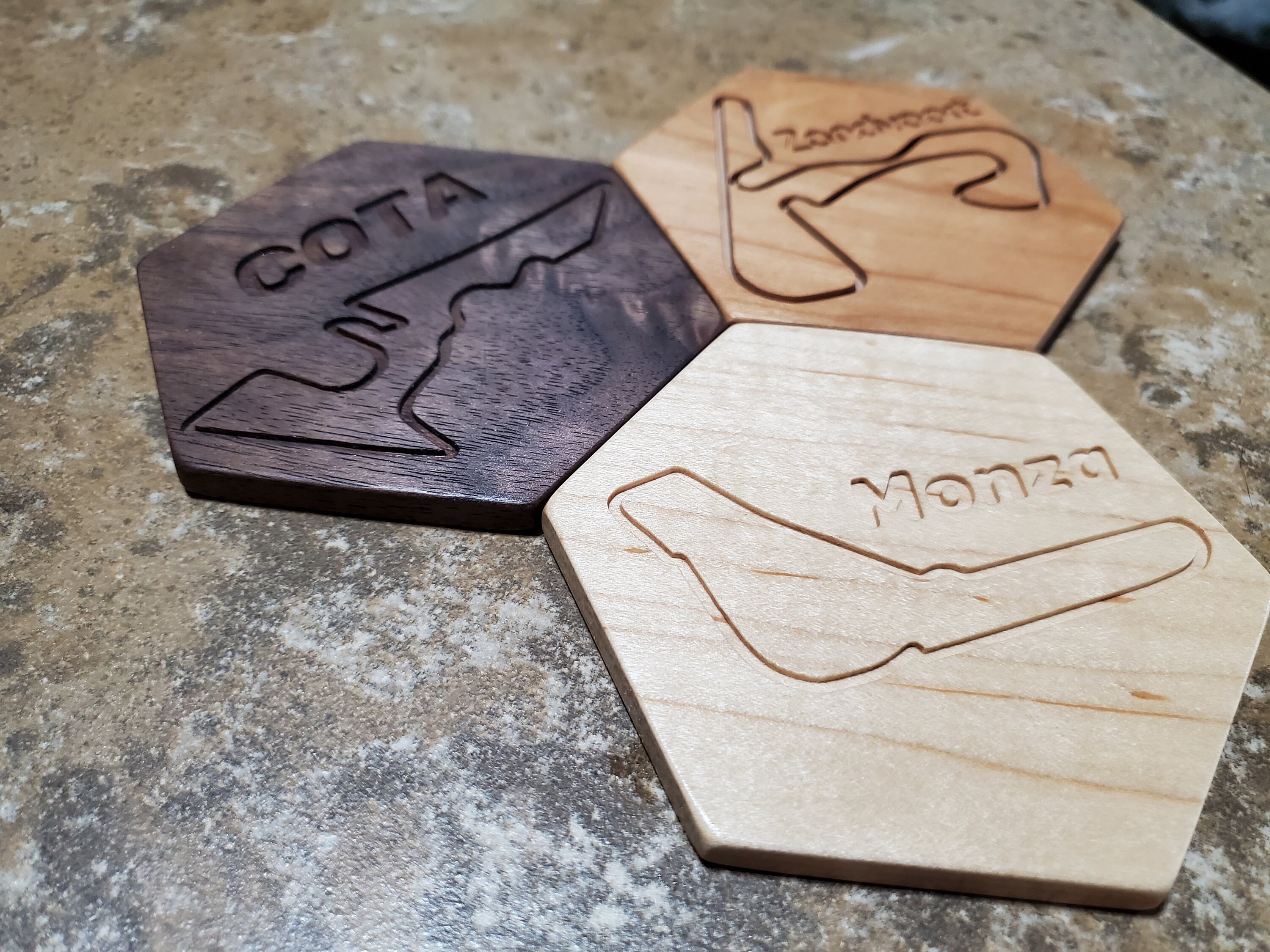 Formula 1 Hardwood Coasters - 6 Pack Hexagon. PICK YOUR TRACKS! - Etsy
