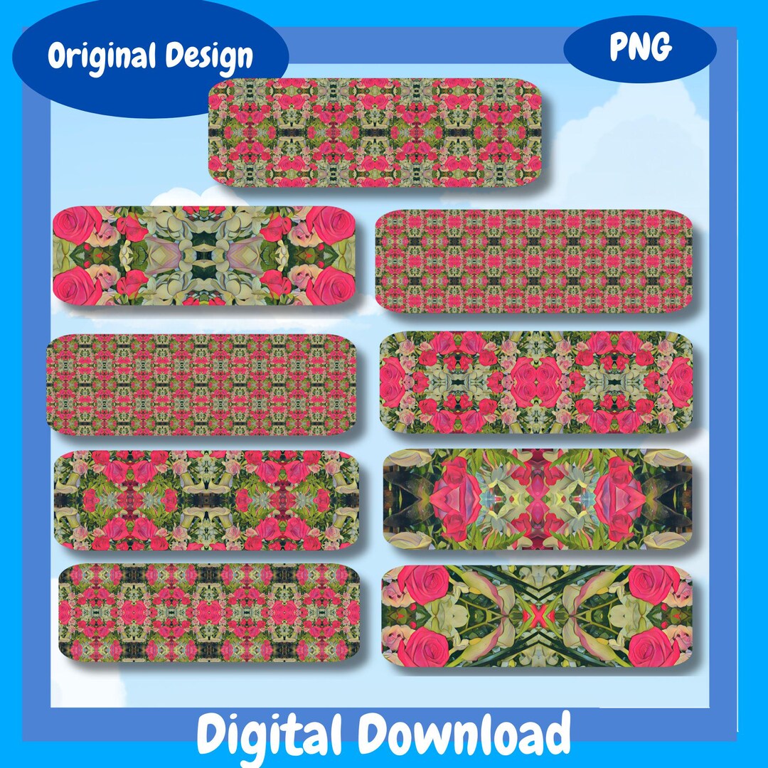 Boho Roses Floral Printable Bookmarks Downloadable Bundle: Artist ...