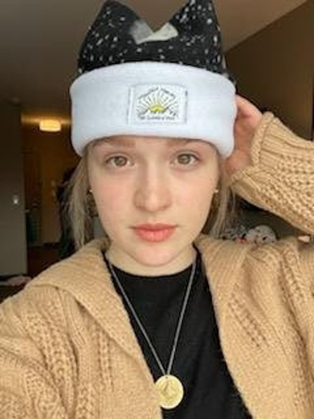Moon With White Brim Ultra Cozy Four Point Fleece Beanie Hat for Skiing ...