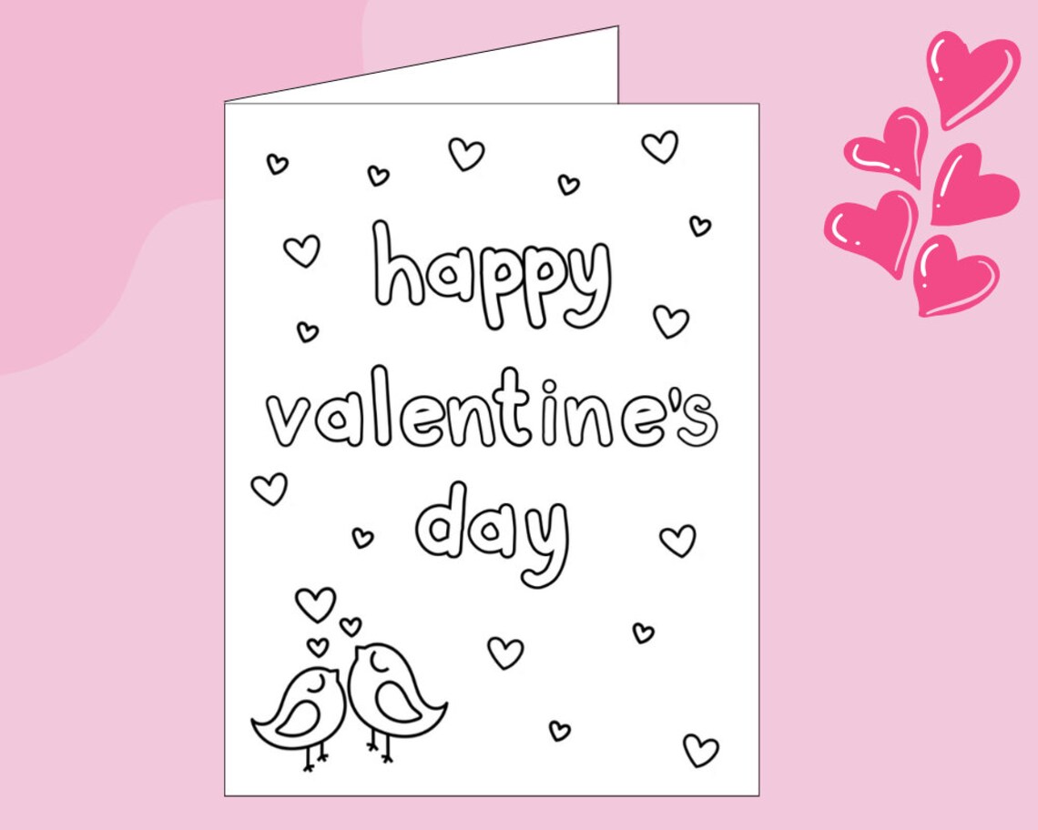 Valentine's Day Cards Coloring Pages - Printable Activity (PDF Digital ...