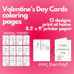 Valentine's Day Cards - ANIMAL THEMED - Printable Valentine's Coloring ...