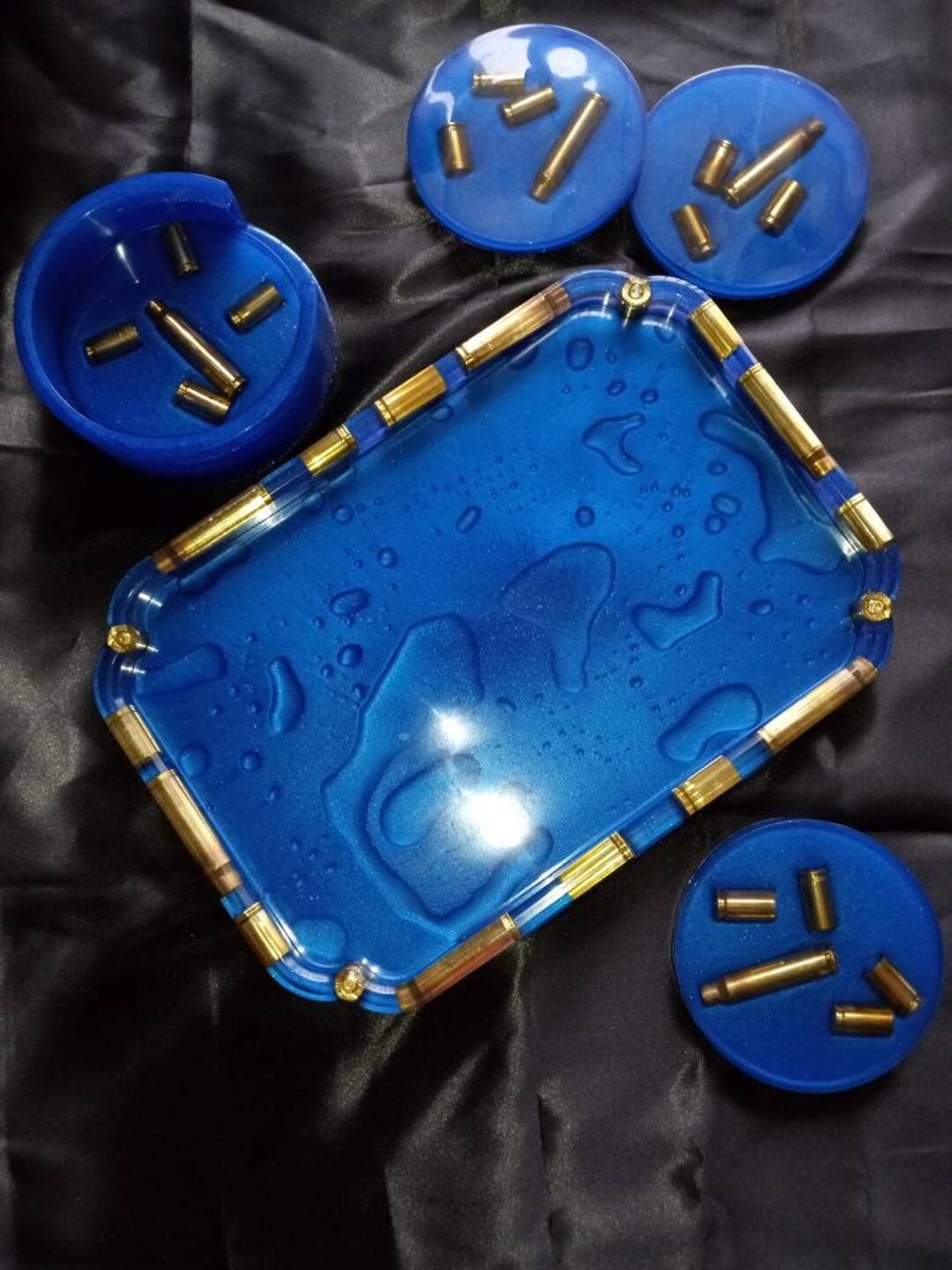 Trigger Tray Bullet Casing Tray and Coasters Blue Rolling Tray - Etsy