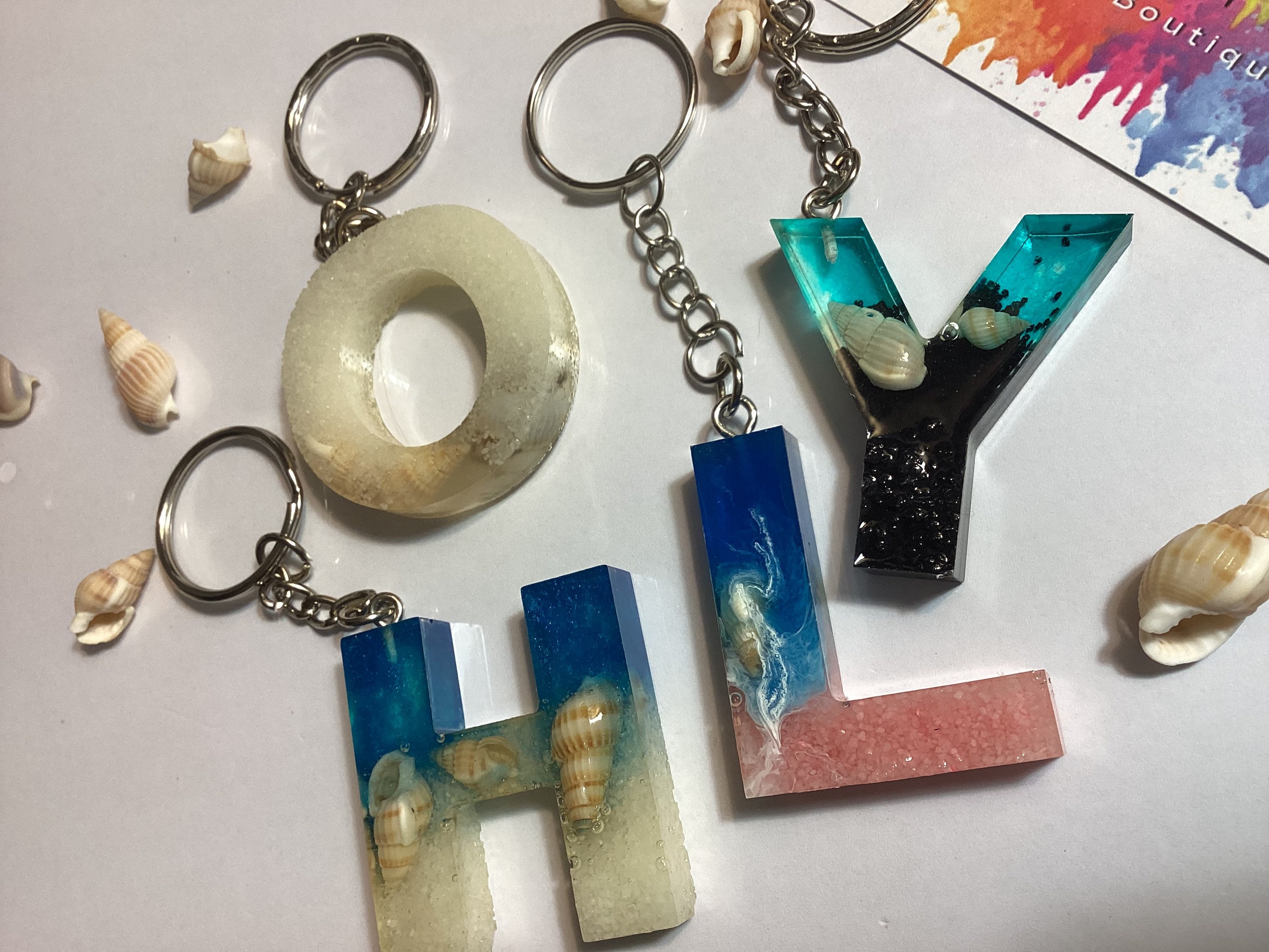Beach Keychains / Ocean Resin Alphabet - Etsy