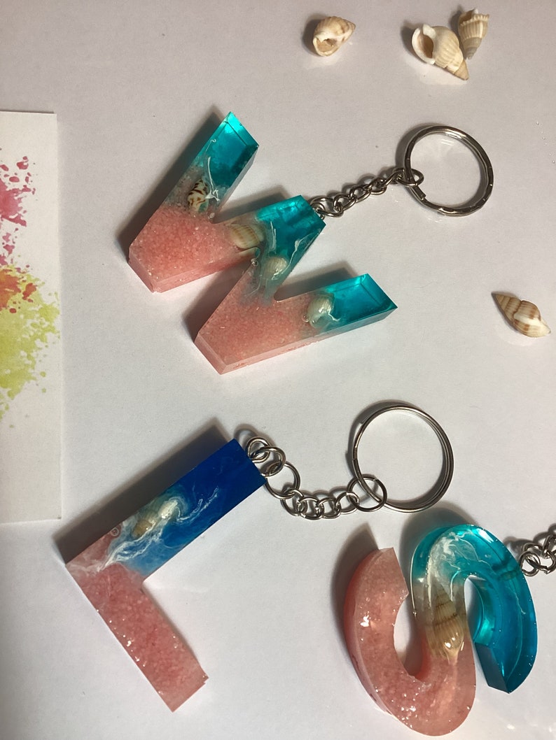 Beach Keychains / Ocean Resin Alphabet - Etsy