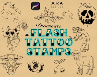 20 Flash Tattoos Stamps Procreate Tattoo Stamps Procreate Tattoo ...