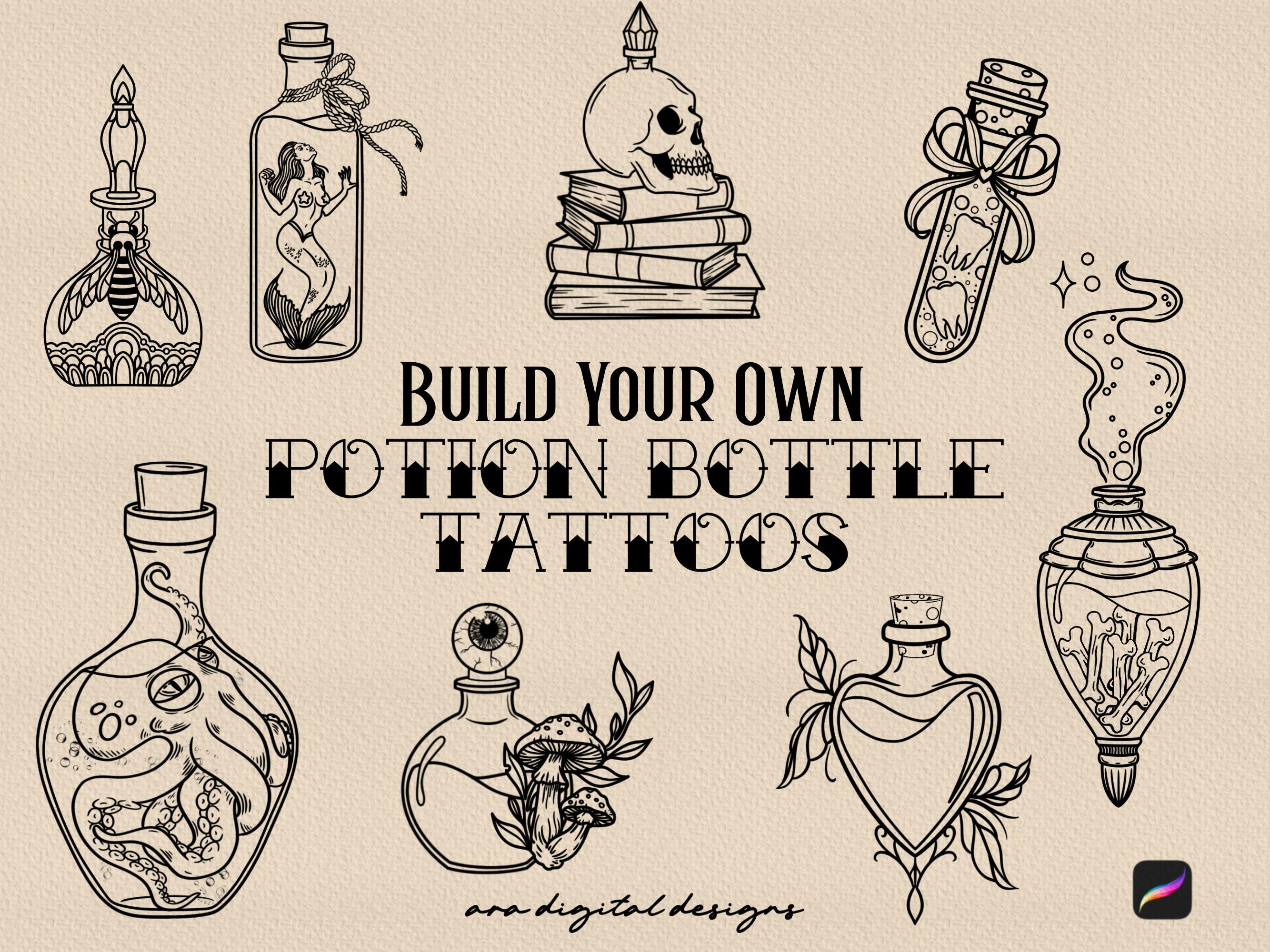 Simple potion bottle tattoo - Bronctattooaus.com