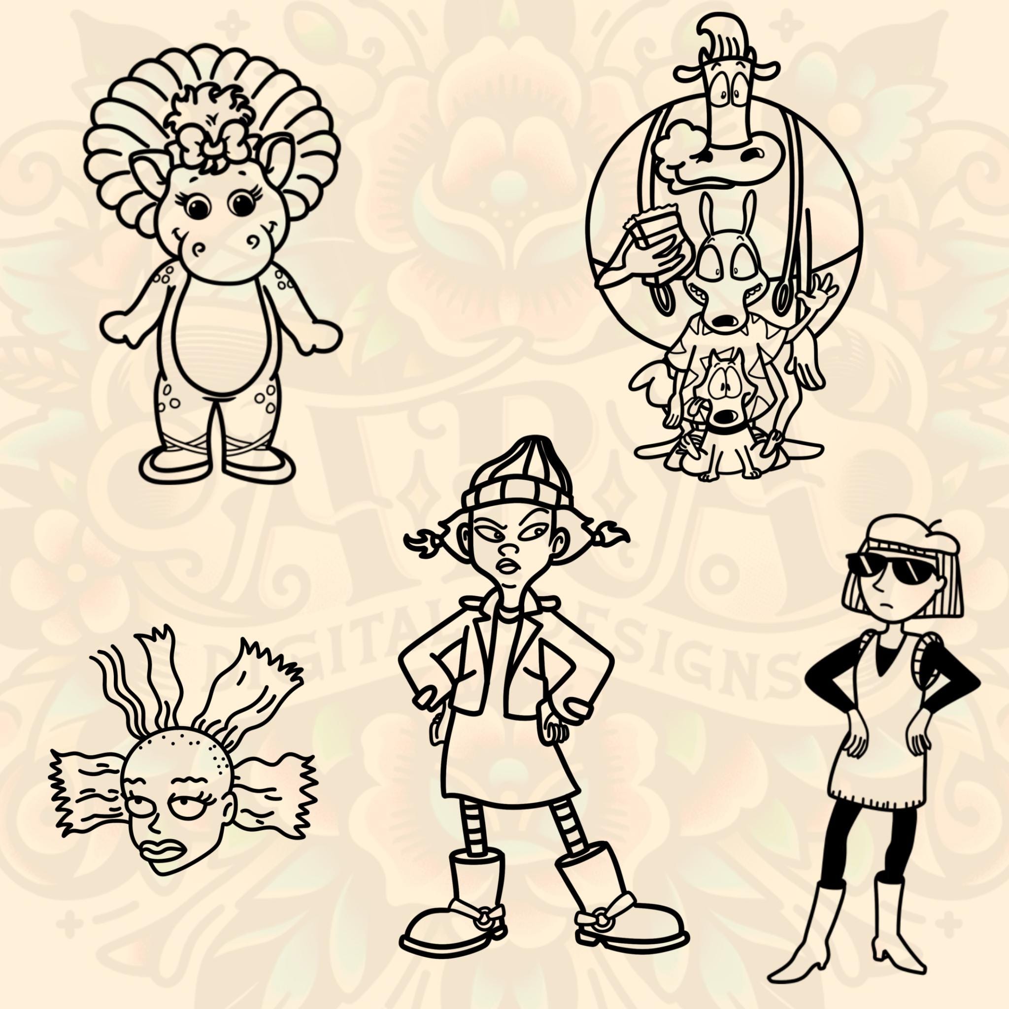 20 90’s Cartoon Flash Tattoos Stamps Procreate Tattoo Stamps Brushes - Etsy