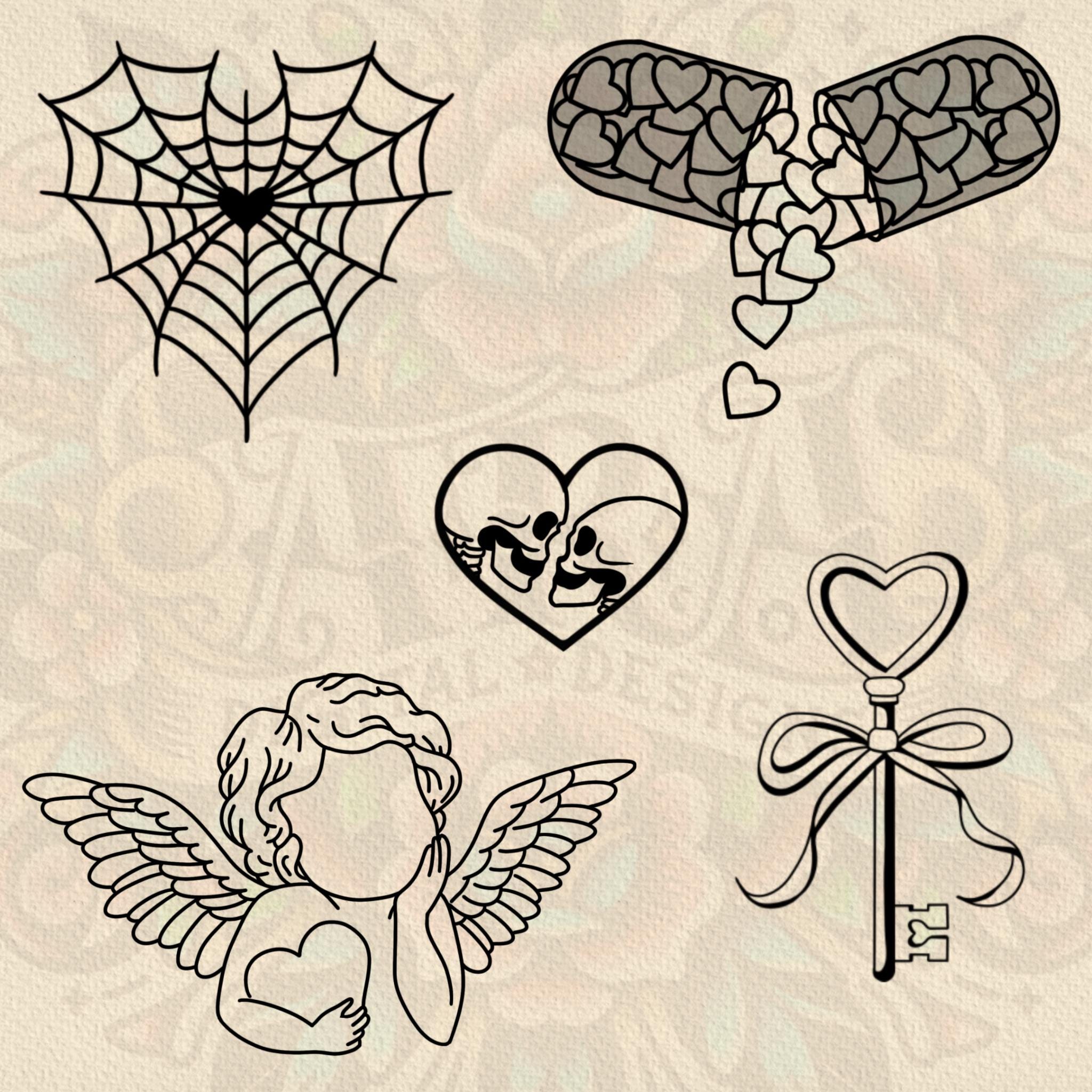 Valentine’s Day Flash Tattoos Stamps Procreate Tattoo Stamps Procreate ...