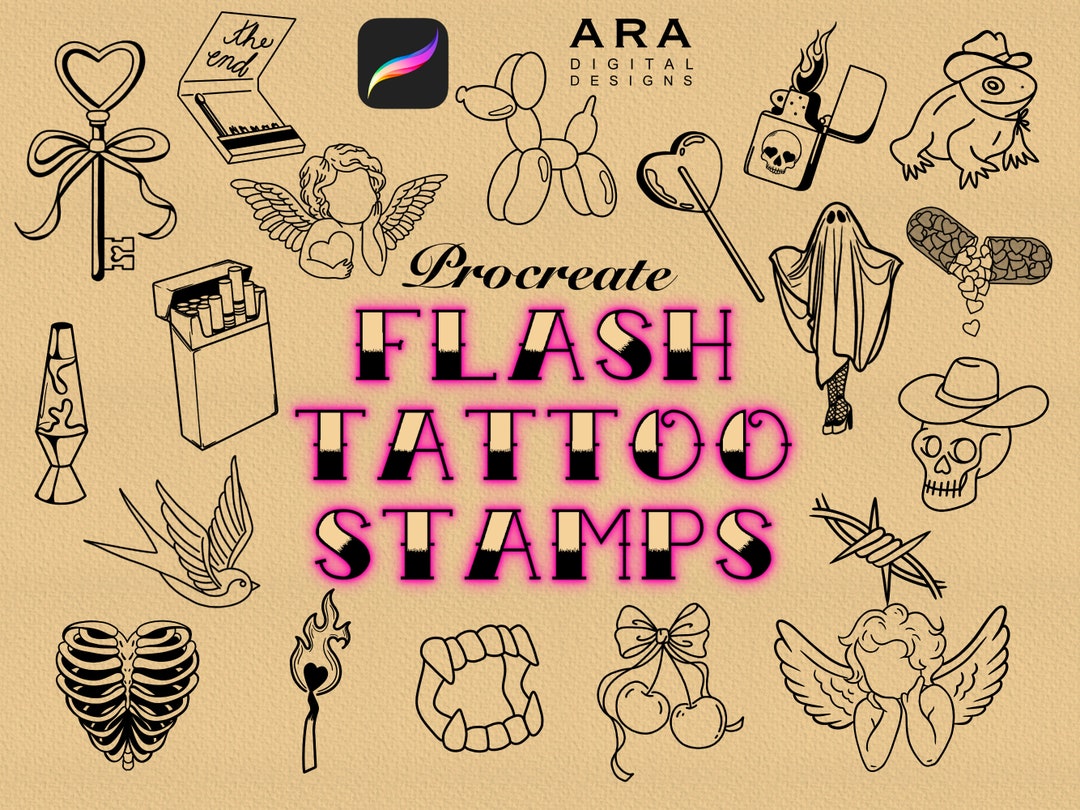 20 Flash Tattoos Stamps Procreate Tattoo Stamps Procreate Tattoo ...