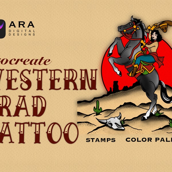 American Traditional Western Tattoo - Etsy