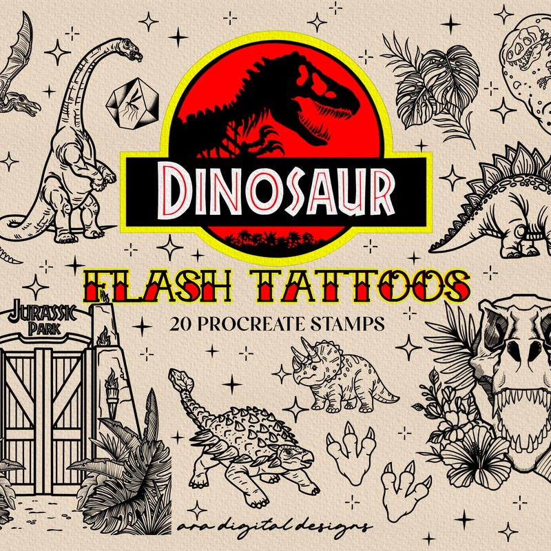 Tattoo Flash Dinosaur - Etsy