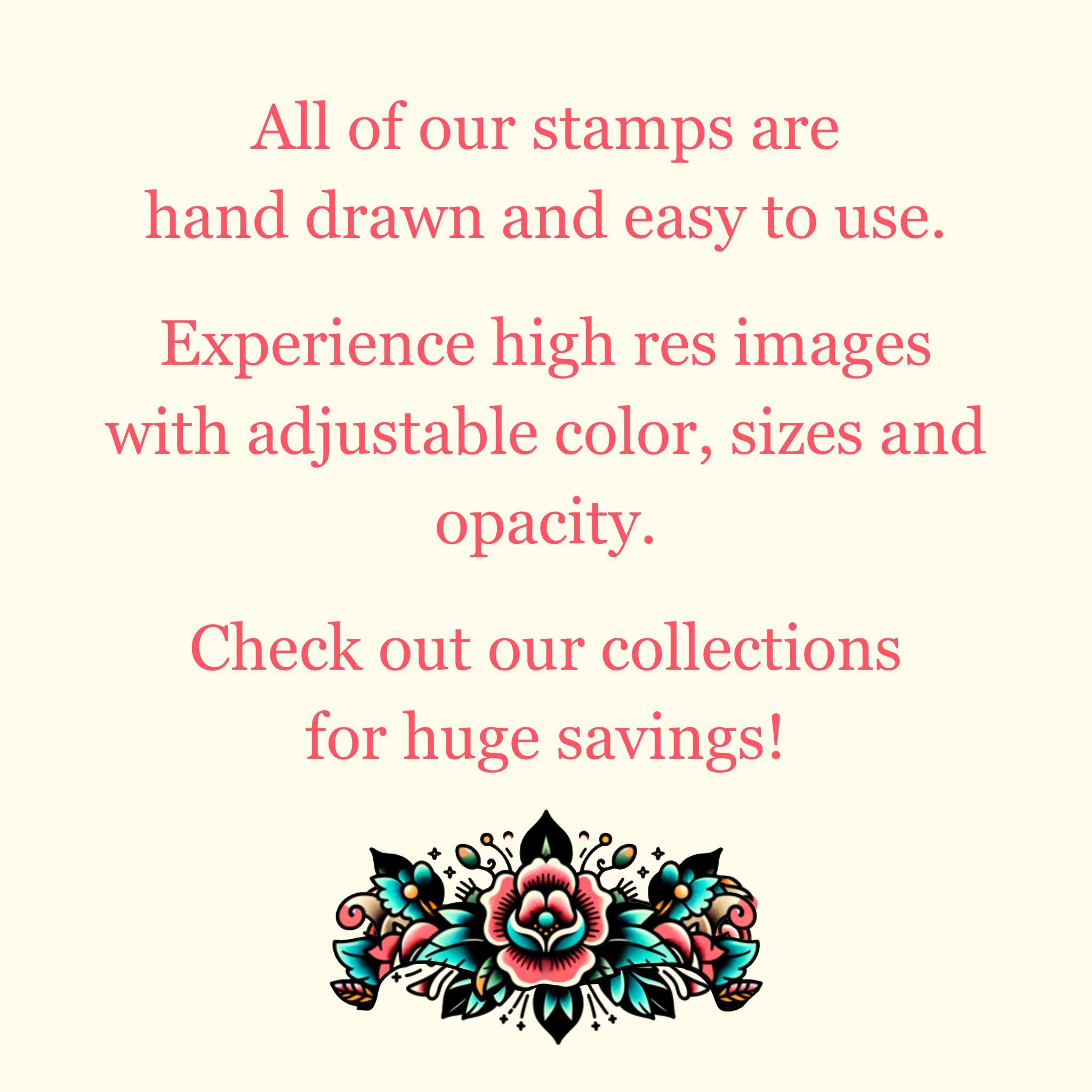 Valentine's Day Tattoo Stamps: 20 Flash Procreate Brushes (digital ...