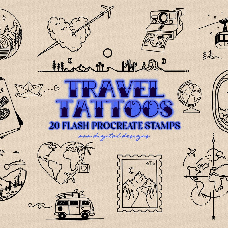 Fine Line Travel Tattoos - Etsy