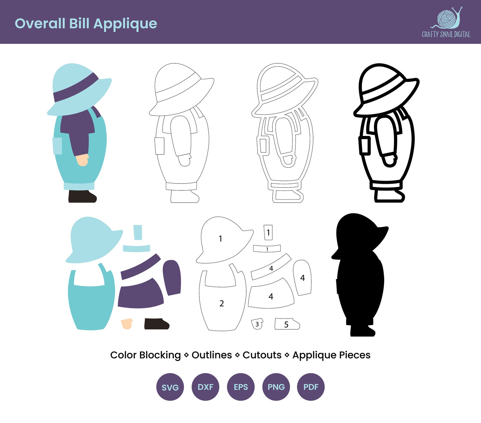 Quilt Applique SVG Laser Cut Files, Overall Bill Quilt Applique SVG ...