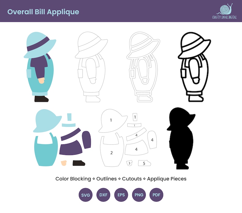 Quilt Applique SVG Laser Cut Files, Overall Bill Quilt Applique SVG ...