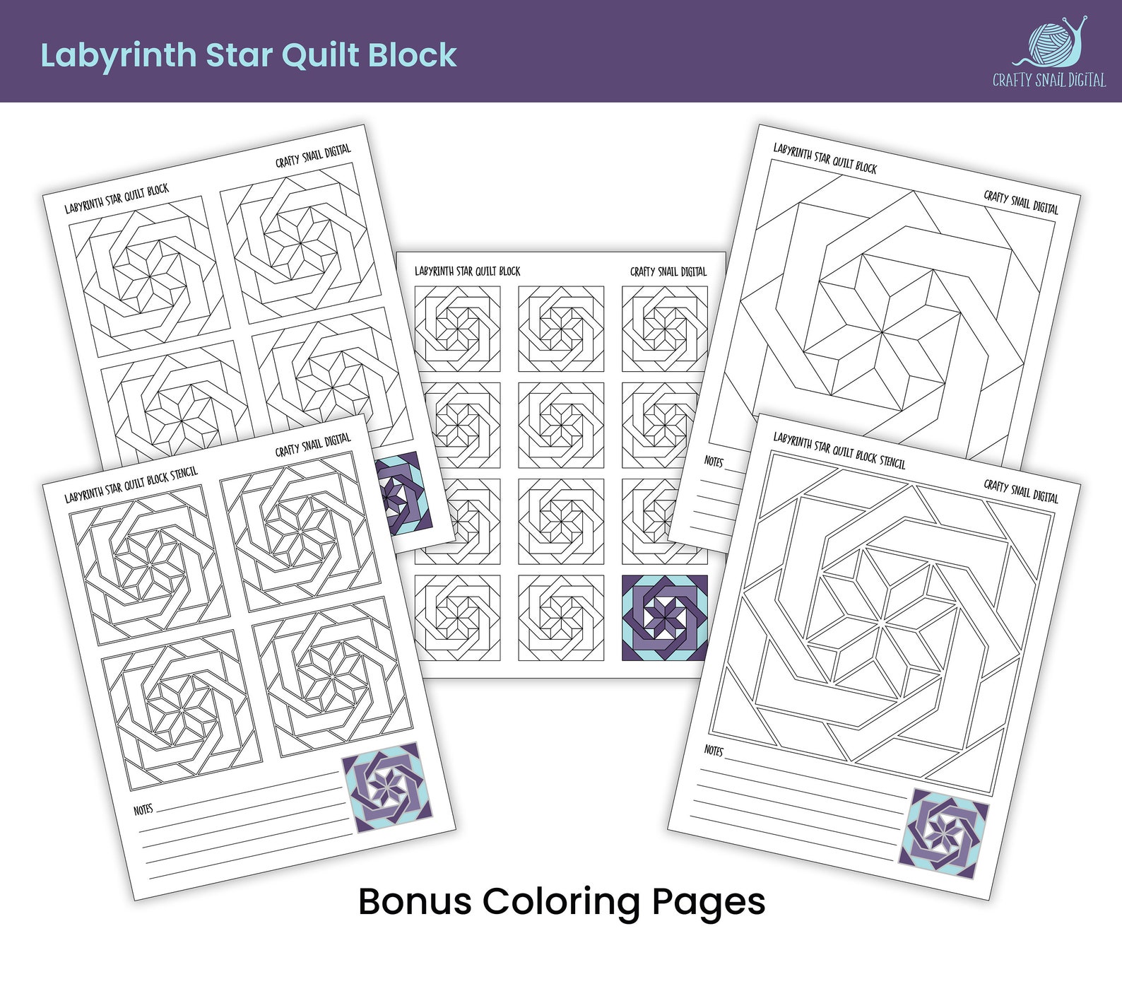 Quilt SVG Laser Cut Files, Labyrinth Star Quilt Block, Barn Quilt SVG ...