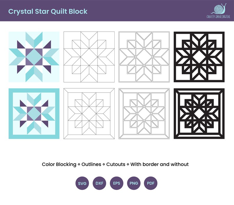 Crystal Star Quilt Block SVG, Geometric Pattern Laser Cut Files ...