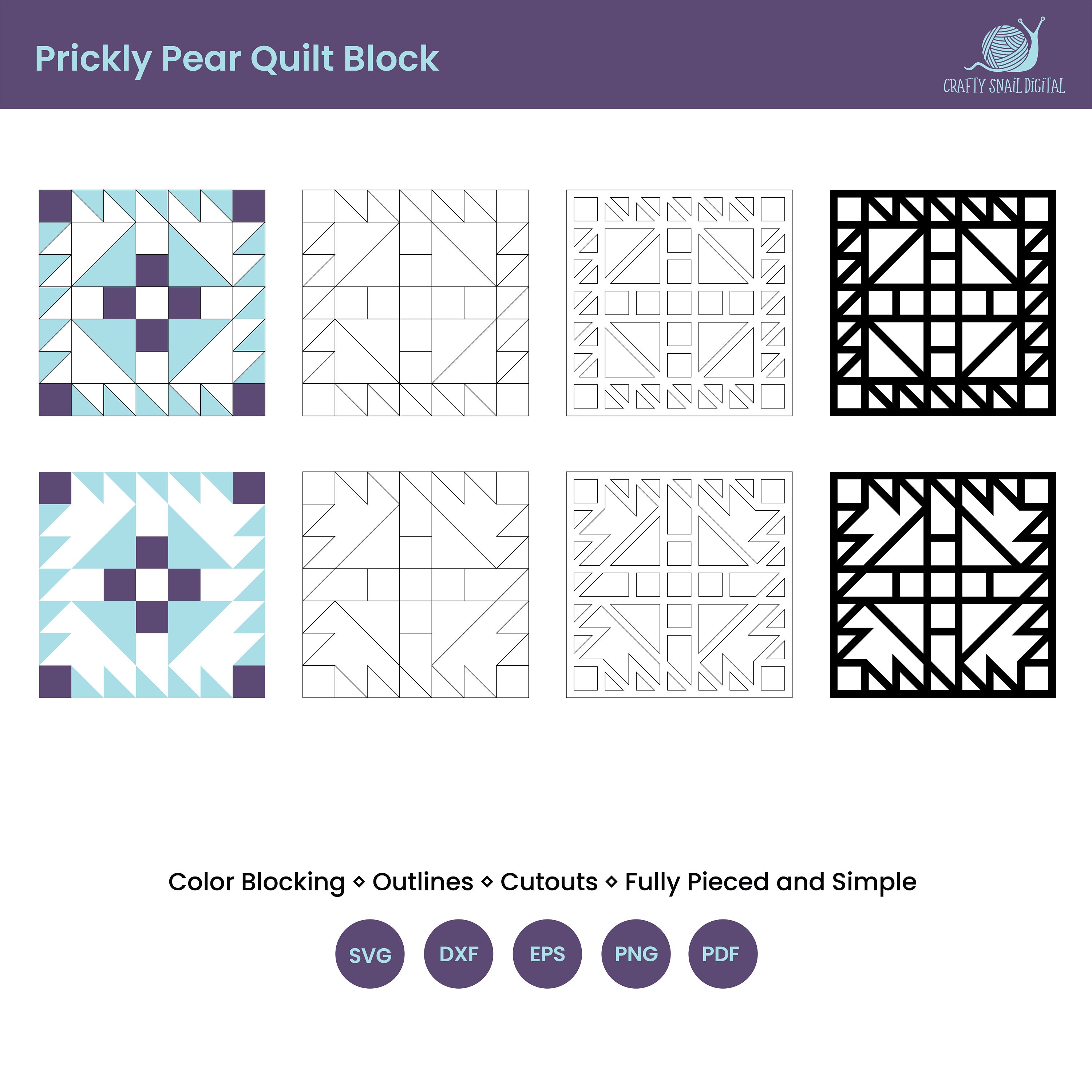 Quilt SVG Laser Cut Files, Prickly Pear Quilt Block, Barn Quilt SVG ...