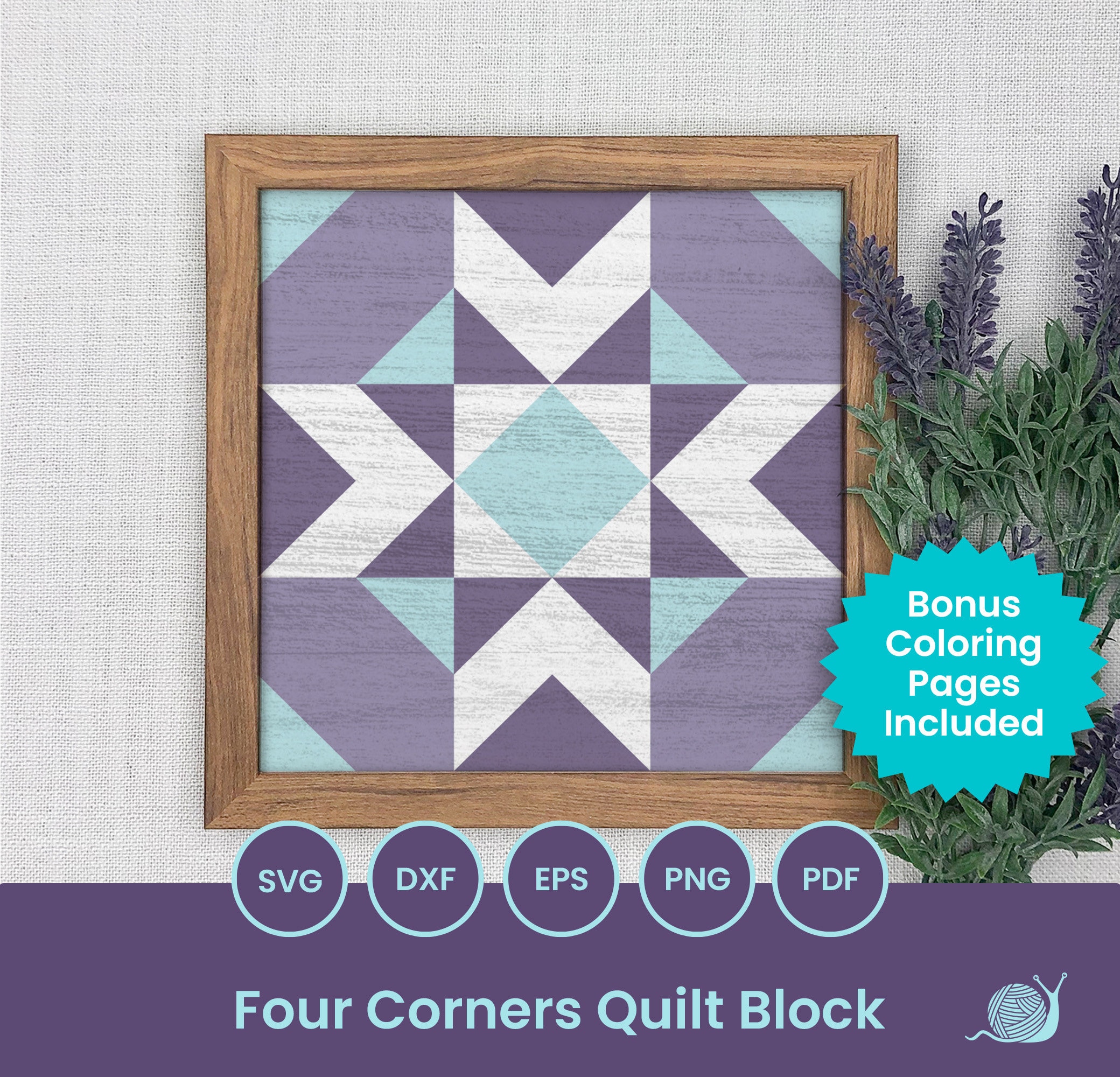 Quilt SVG Laser Cut Files, Four Corners Quilt Block, Barn Quilt SVG ...