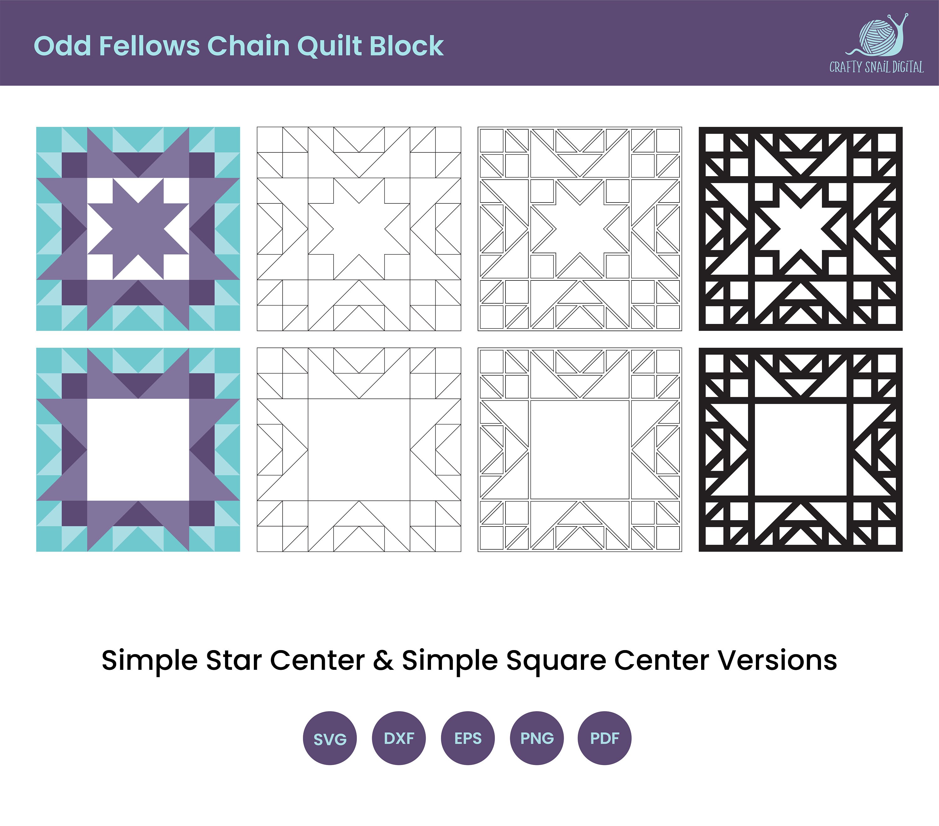 Quilt SVG Laser Cut Files, Odd Fellows Chain Quilt Block, Barn Quilt ...