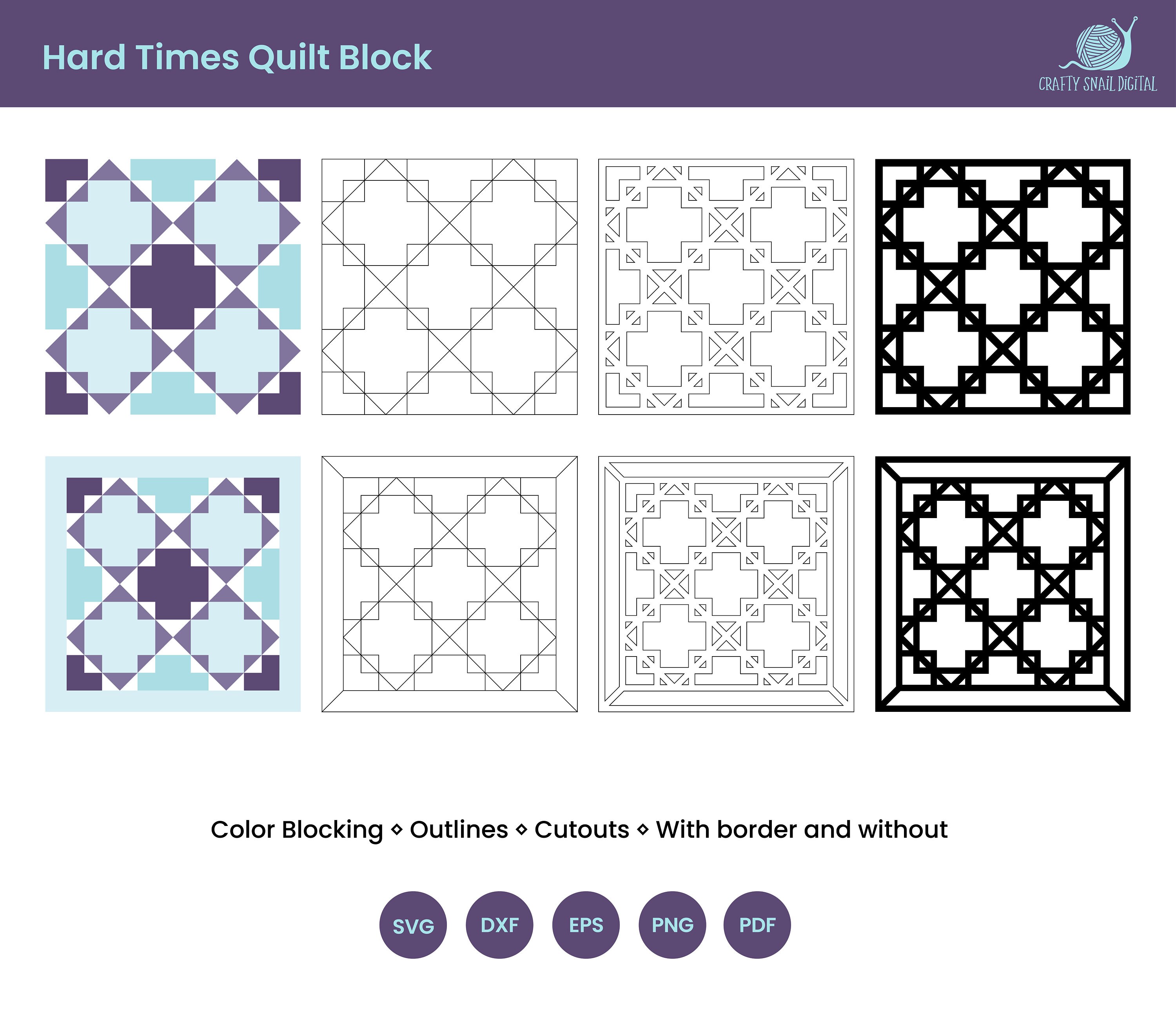 Quilt SVG Laser Cut Files, Hard Times Quilt Block, Barn Quilt SVG ...