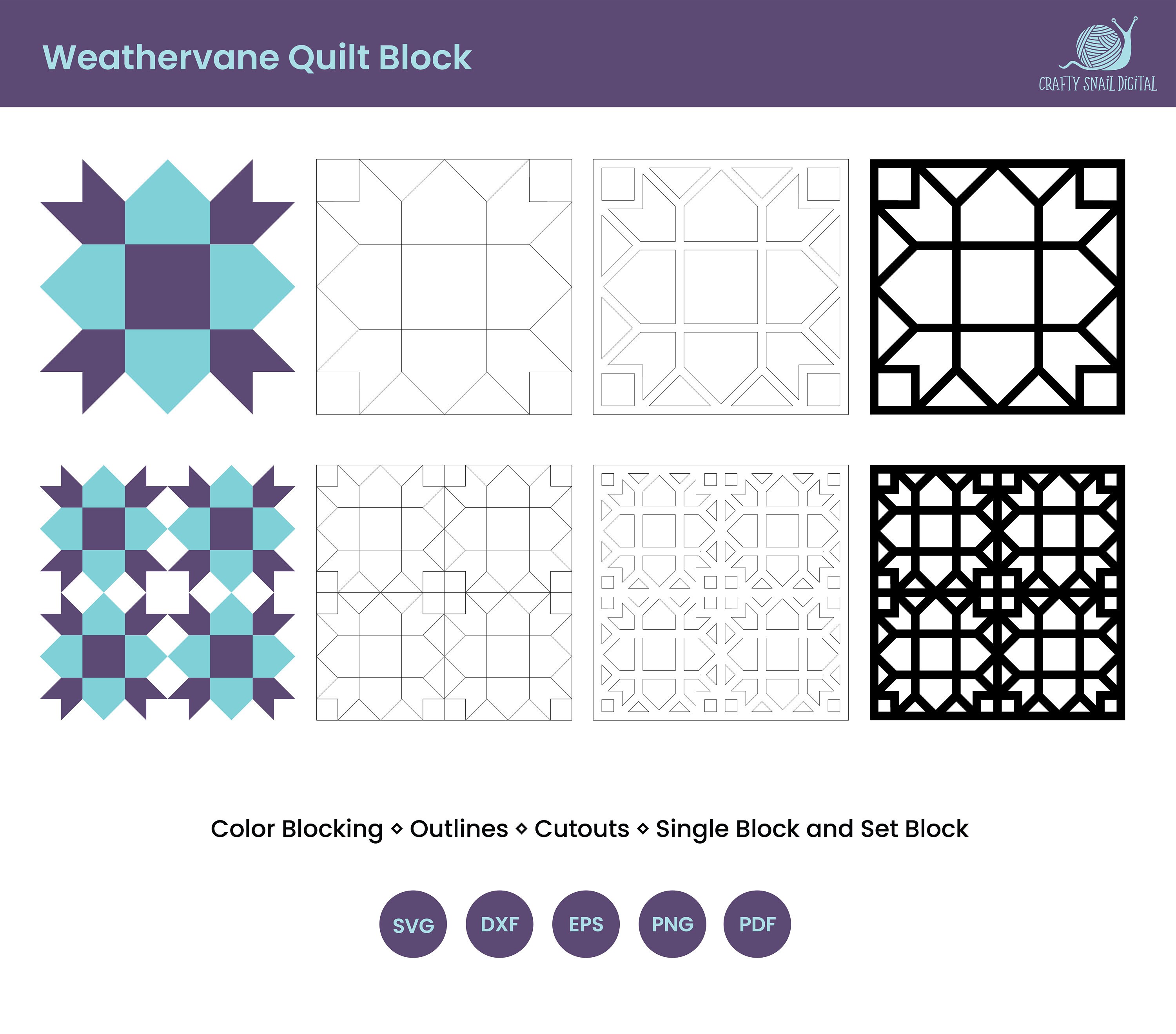Quilt SVG Laser Cut Files, Weathervane Quilt Block, Barn Quilt SVG ...