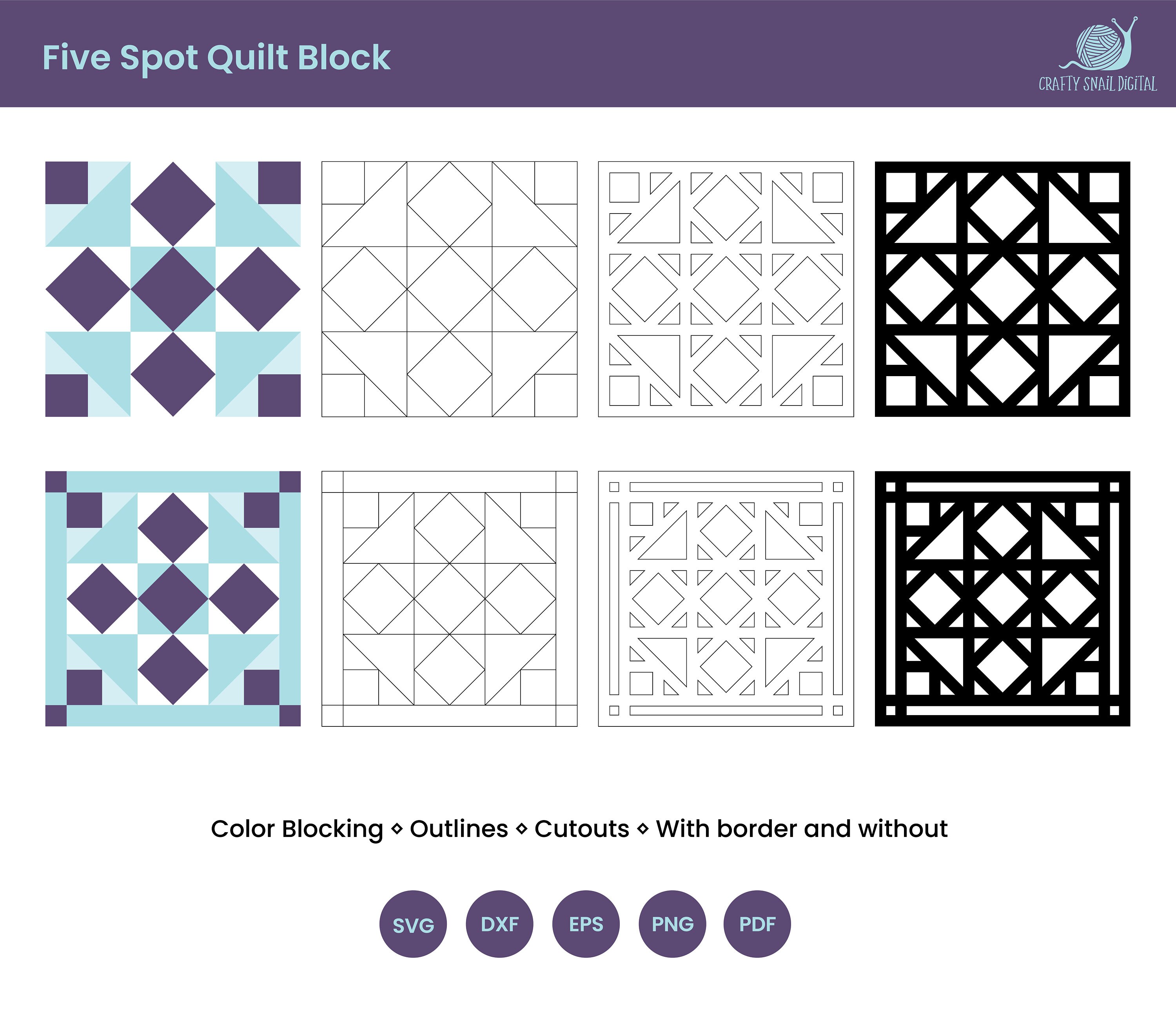 Quilt SVG Laser Cut Files, Five Spot Quilt Block, Barn Quilt SVG ...