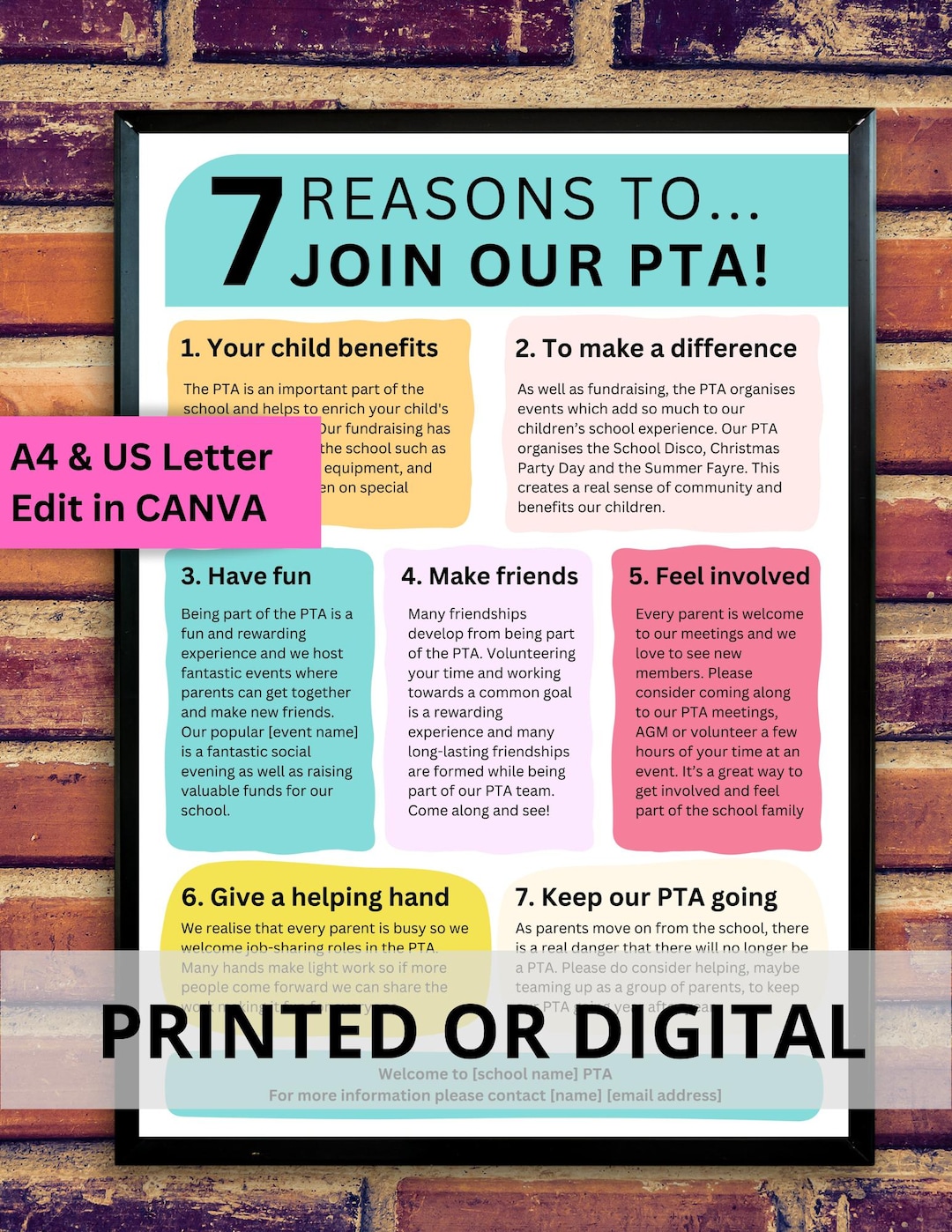 PTA Recruitment Poster: Editable Template, A4 & US Letter (digital ...