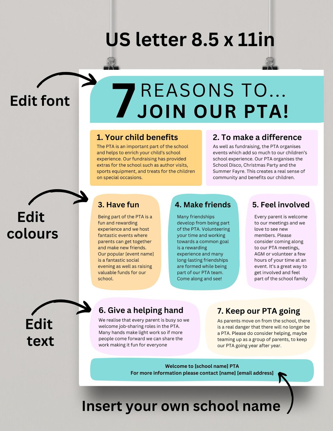 PTA Recruitment Poster: Editable Template, A4 & US Letter (digital ...