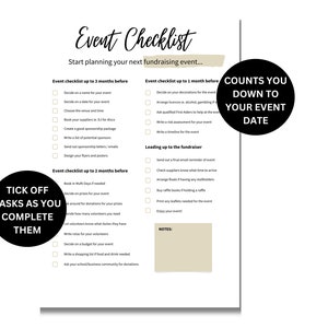 PTA Fundraising Event Checklist / Editable Template / Editable PDF Plus ...