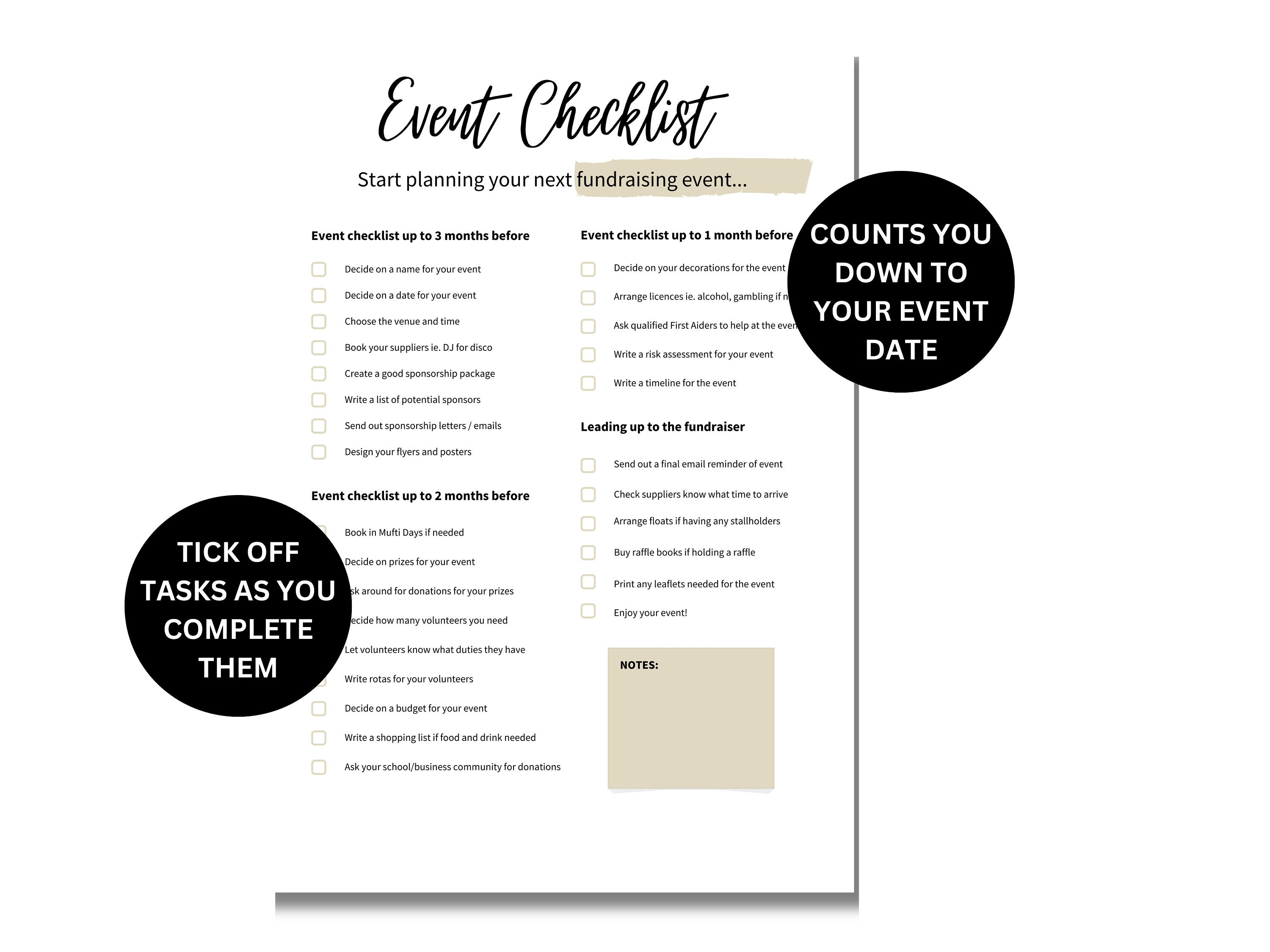 PTA Fundraising Event Checklist / Editable Template / Editable PDF Plus ...