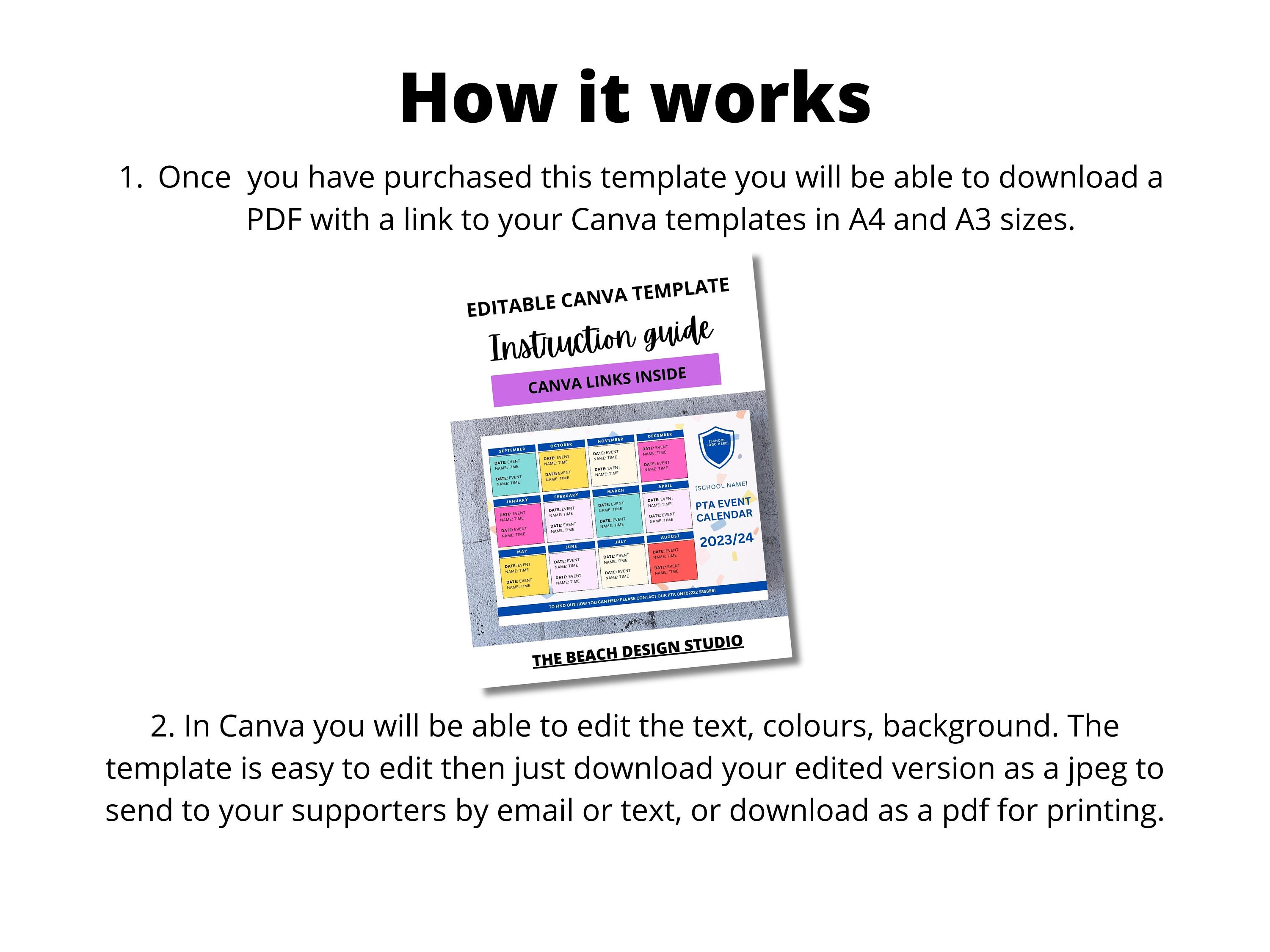 PTA Calendar of Events Flyer / PTA Poster for Monthly Events / Edit ...