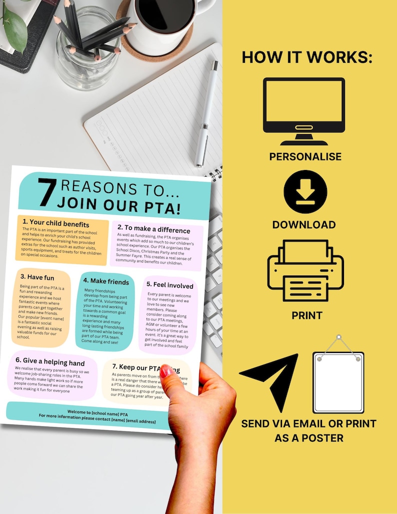 PTA Recruitment Poster: Editable Template, A4 & US Letter (digital ...