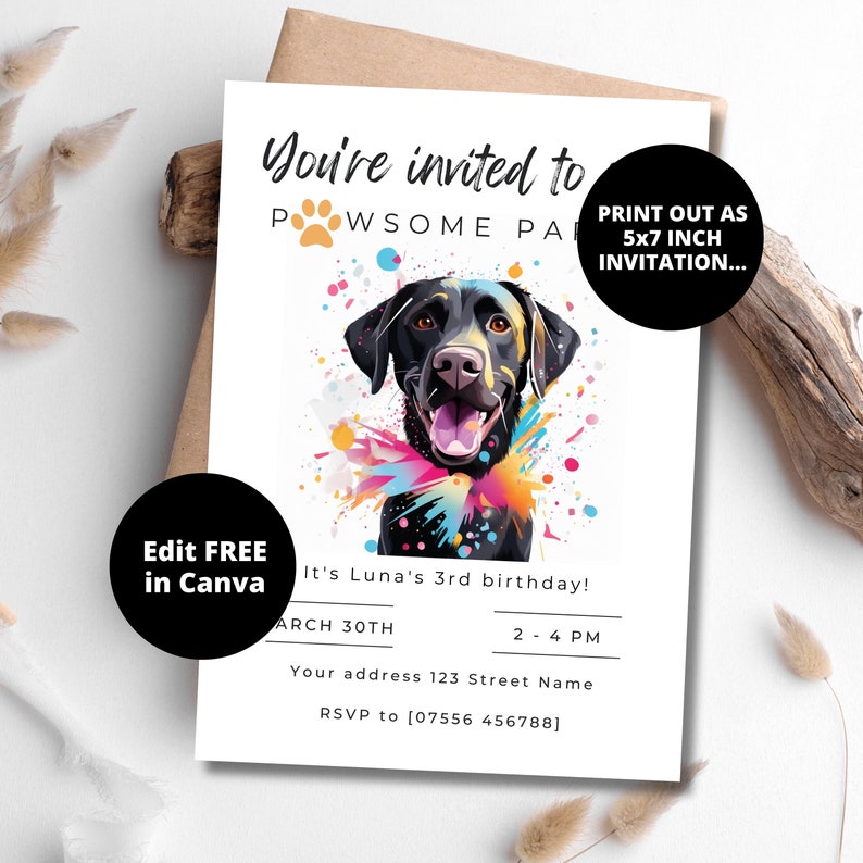 Editable Dog Birthday Party Invitation / Dog Party Phone - Etsy