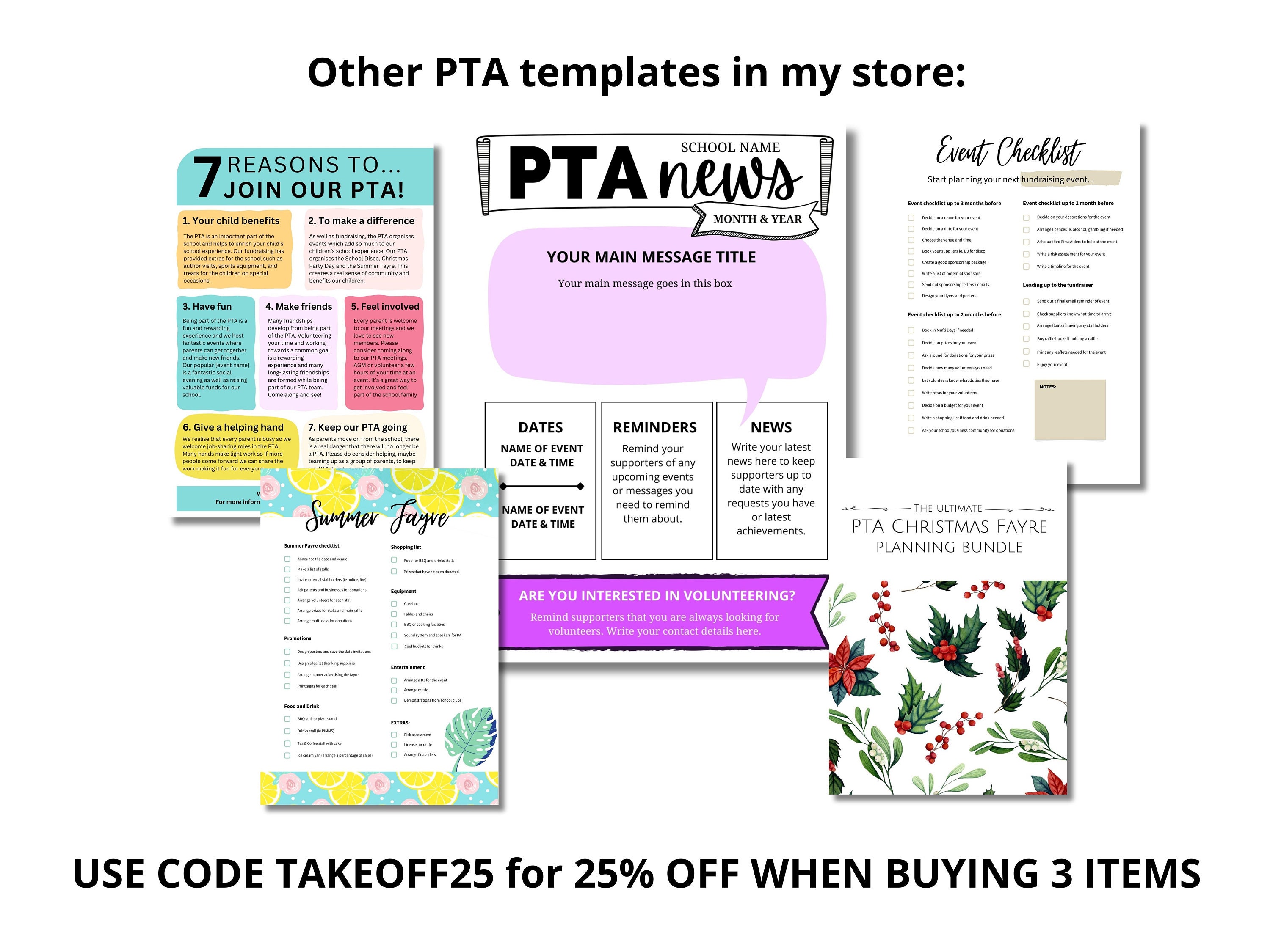 PTA Calendar of Events Flyer / PTA Poster for Monthly Events / Edit ...