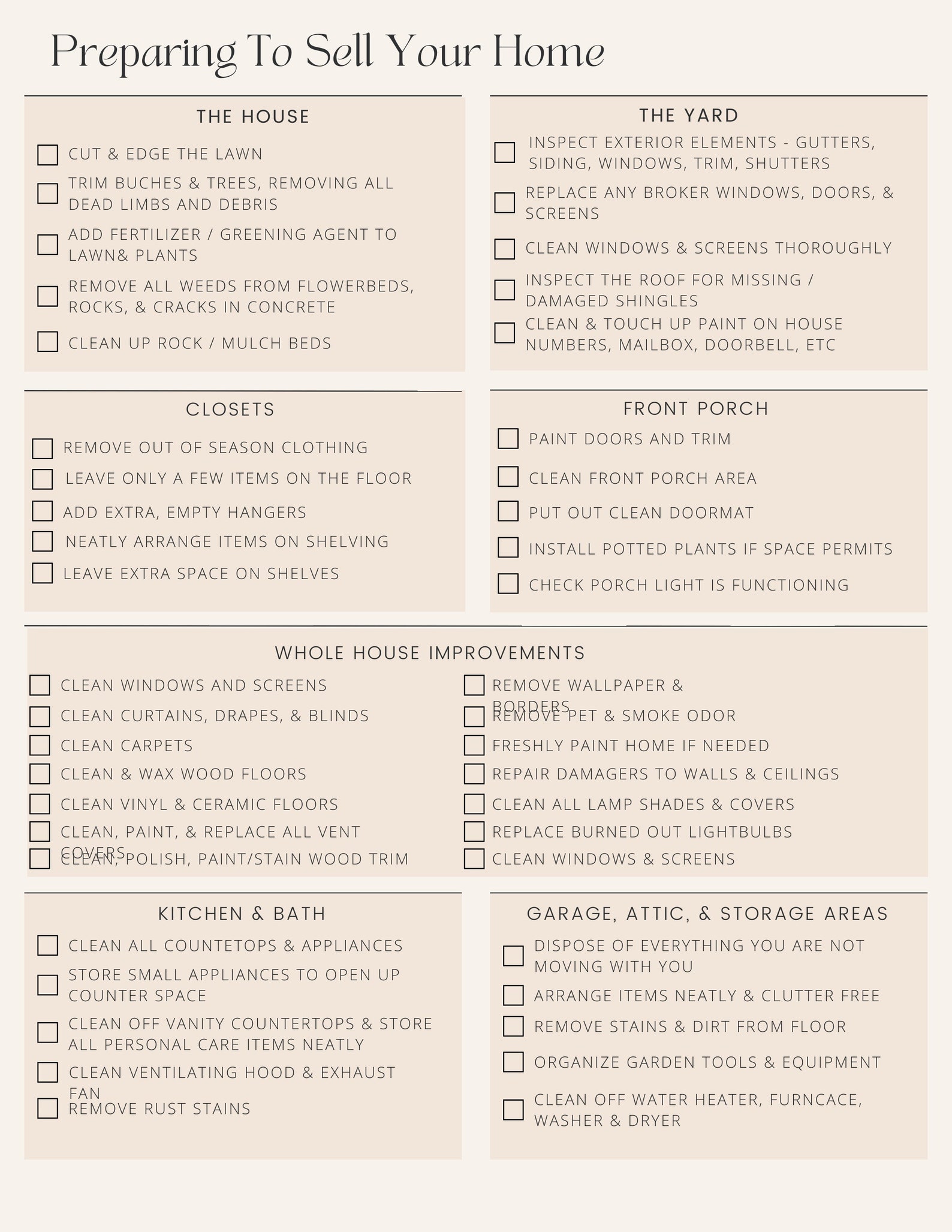 Preparing to Sell Your Home Sellers Checklist Real Estate - Etsy