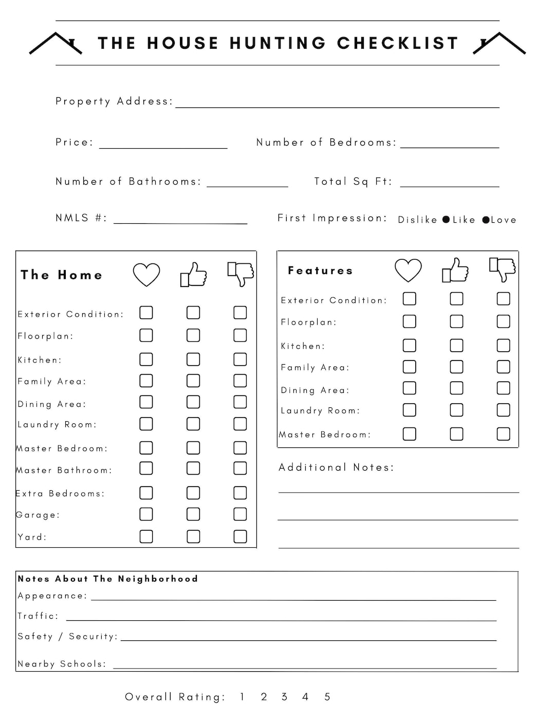 Home Buying Checklist Real Estate Guide, Buyers Guide, Digital Download ...