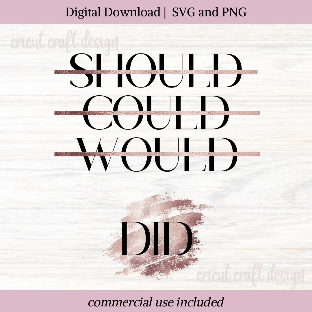 Should Could Would Did SVG White and Black Font Bundle Svg - Etsy