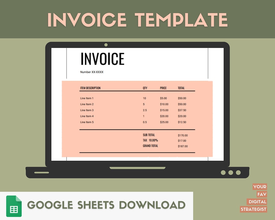 Aesthetic Invoice Templates | Editable Invoice | Google Sheets Invoice ...