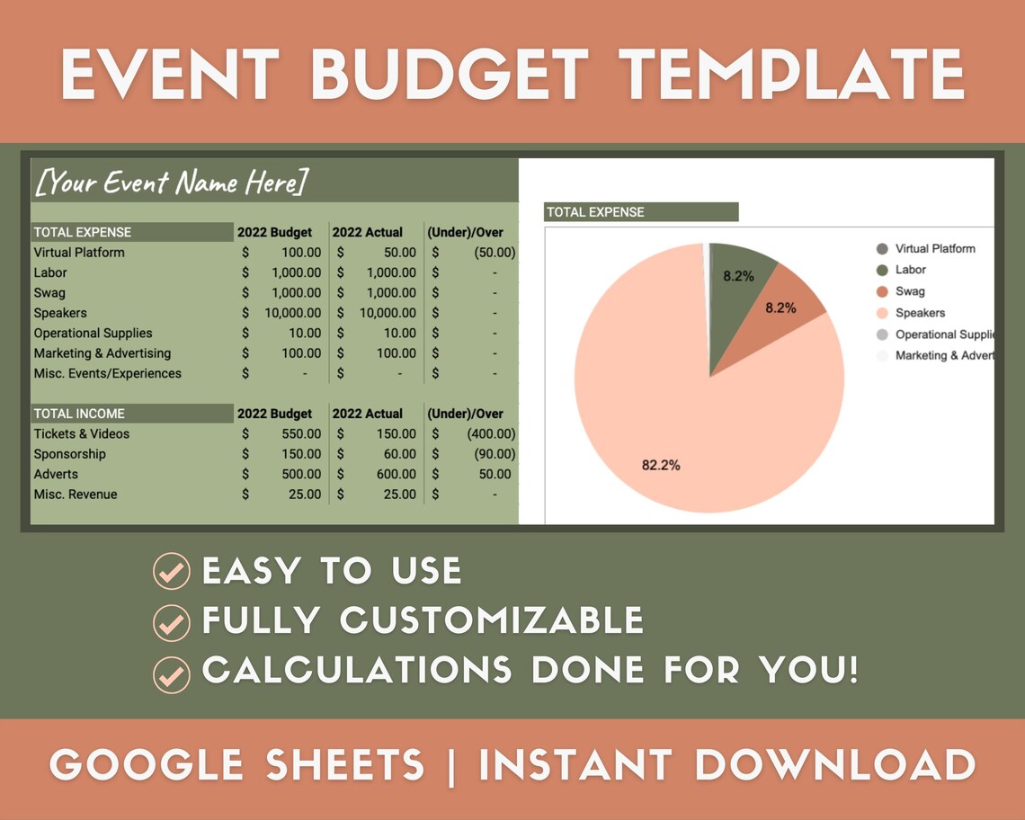 Event Budget Spreadsheet | Virtual Event Budget Spreadsheet | Google ...