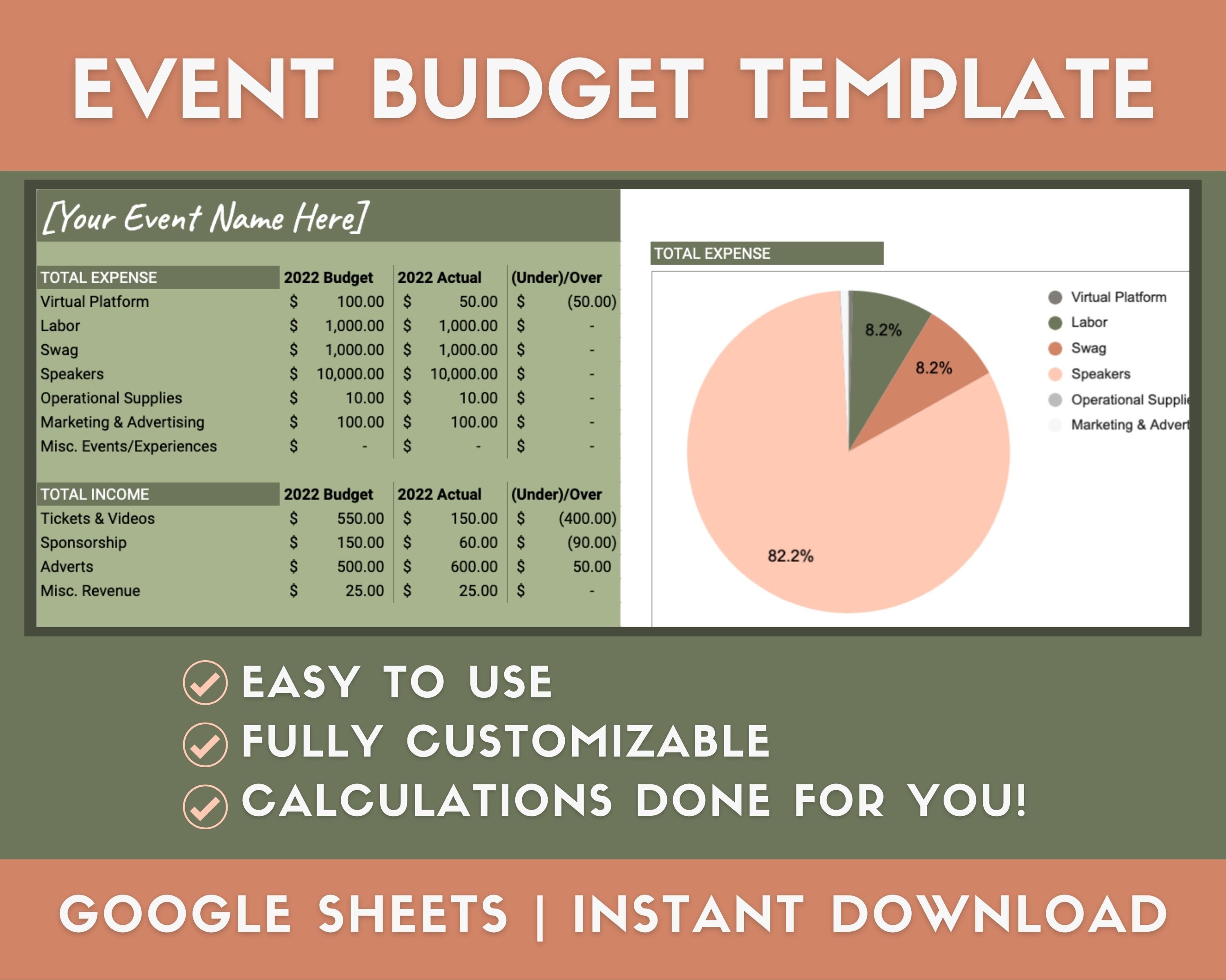 Event Budget Spreadsheet | Virtual Event Budget Spreadsheet | Google ...